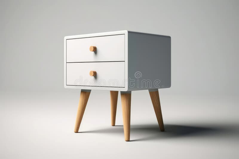Nightstand Scandinavian Style on White Background. Generative AI Stock ...