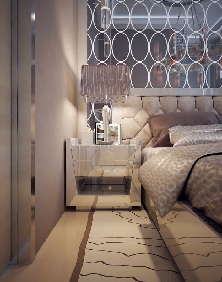 Nightstands and Bedside Tables in a Luxurious Modern Style Stock Image ...