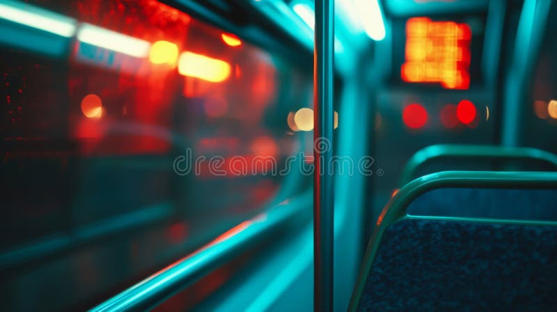 Nighttime Bus Ride City Lights Blurred Reflections Stock Illustration ...
