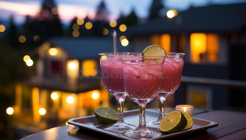 Nighttime Celebration at a Bar, Cocktails, and Refreshing Summer Drinks ...
