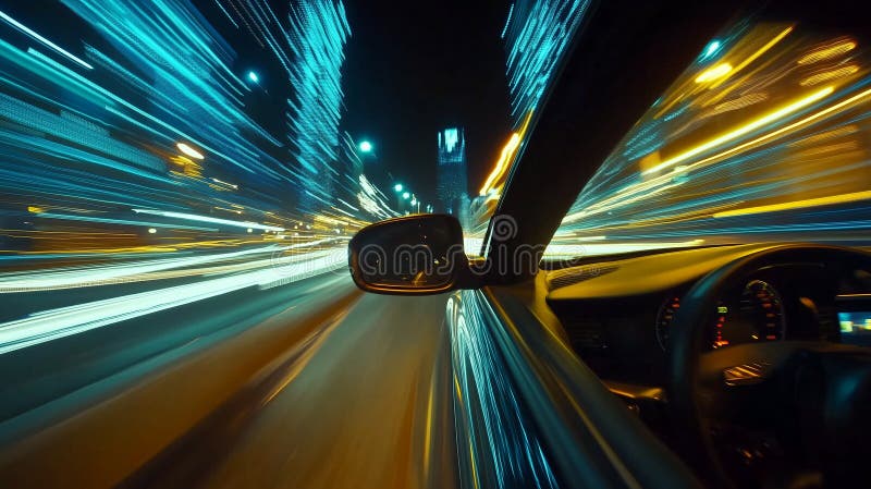 Nighttime City Driving Experience with Striking Light Trails and a ...