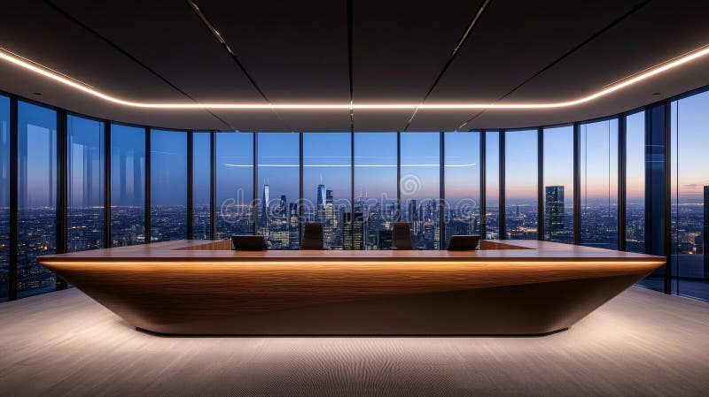 Nighttime City Views are Showcased in this Modern Office S Reception ...