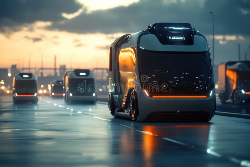 Nighttime Cityscape with Buses Stock Photo - Image of street, city ...