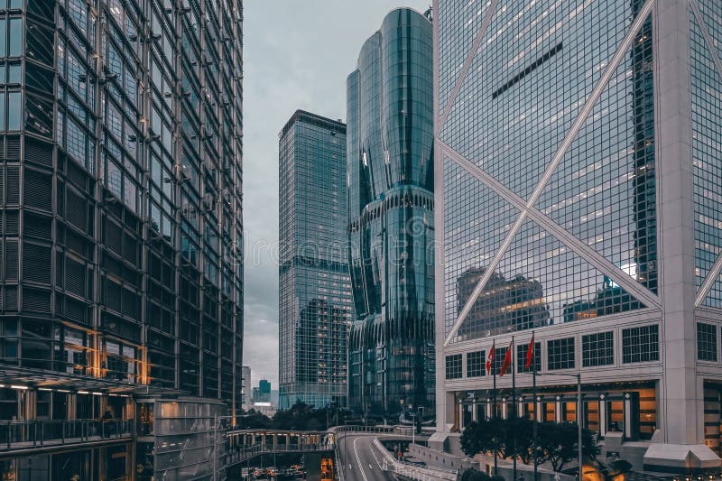 Nighttime Cityscape with Towering Skyscrapers in the Urban Metropolis ...