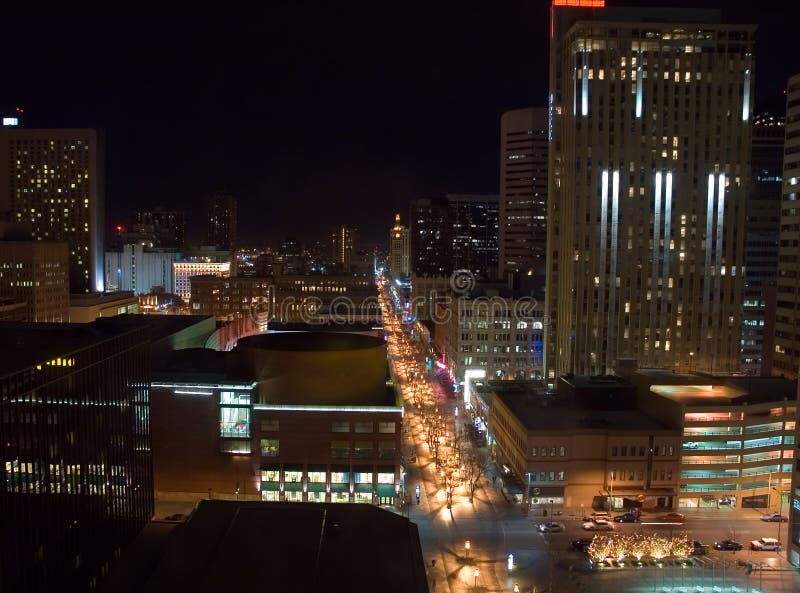 Denver City Lights stock photo. Image of traffic, night - 9303138