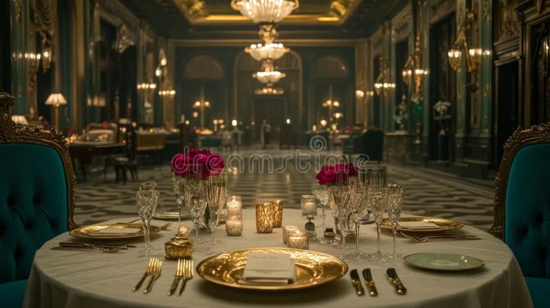 A Nighttime Dinner Party Featuring a Candlelit Long Table and a Wine ...