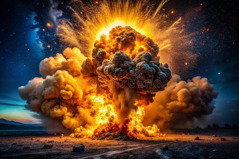Nighttime Explosion Impact Background Dramatic Blast Scene for Design ...