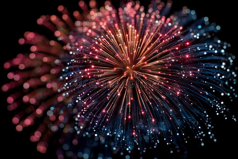 Nighttime Fireworks Display Red, White, and Blue Explosion Stock ...