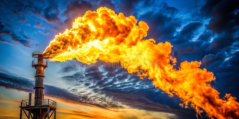 Nighttime Gas Flare a Powerful Visual of Advanced Emission Control and ...