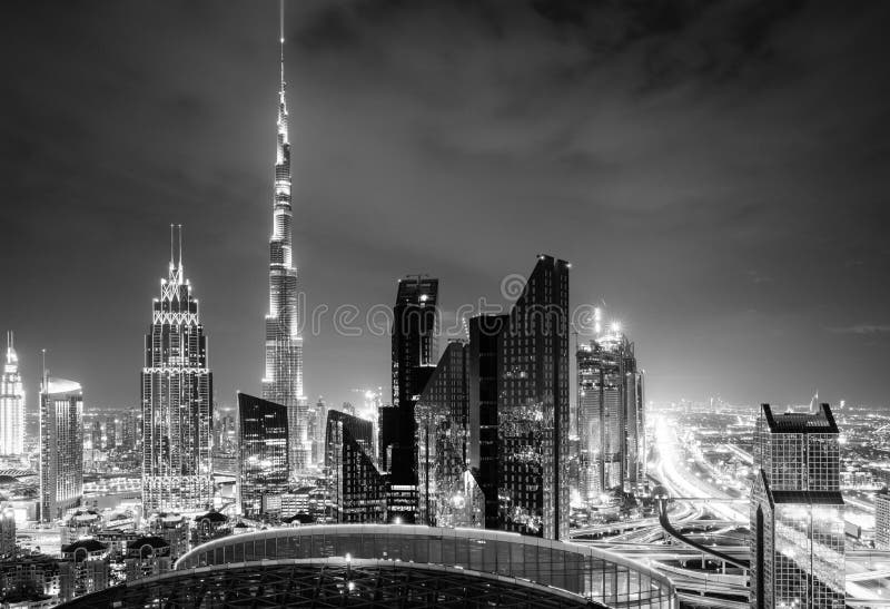 Dubai downtown skyline stock image. Image of burj, downtown - 110465601