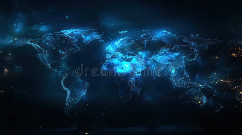 World Glowing Map stock illustration. Illustration of planet - 5152918