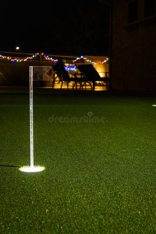Nighttime Image of a Personal Home Putting Green Stock Image - Image of ...