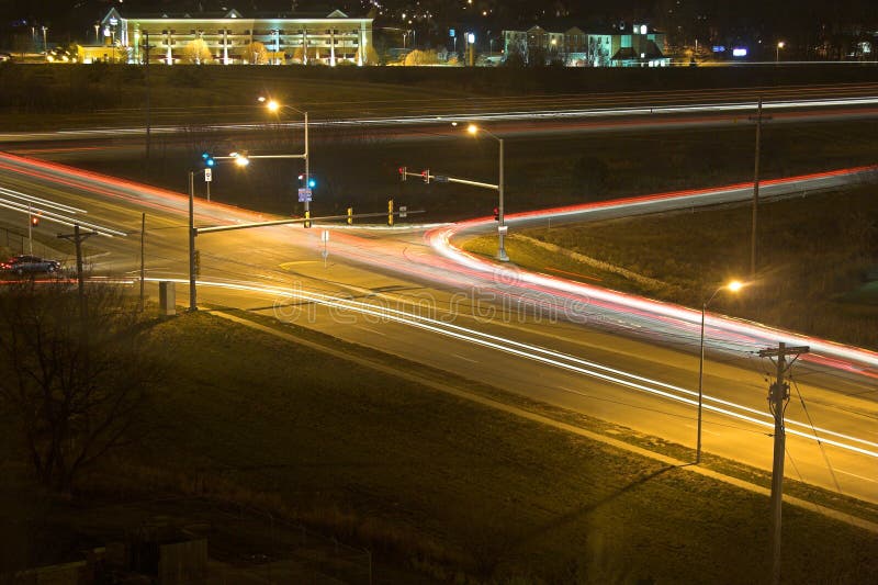 Nighttime Intersection stock image. Image of urban, night - 2028369