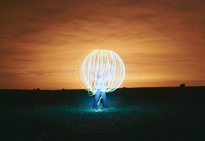 Nighttime Light Painting: Spherical Magic Stock Image - Image of ...