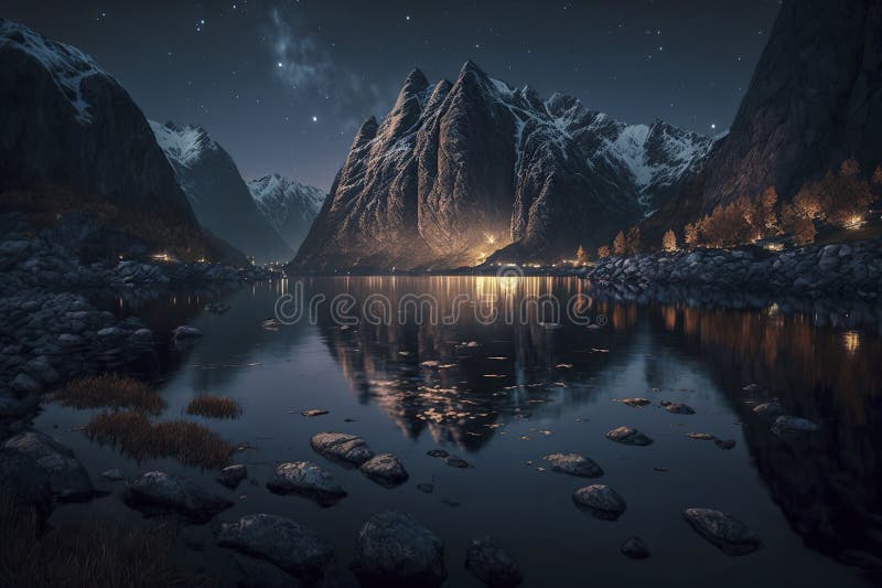 Nighttime Magic: Exploring the Enchanting Beauty of a Norwegian Fiord ... Nighttime Magic: Exploring the Enchanting Beauty of a Norwegian Fiord ...