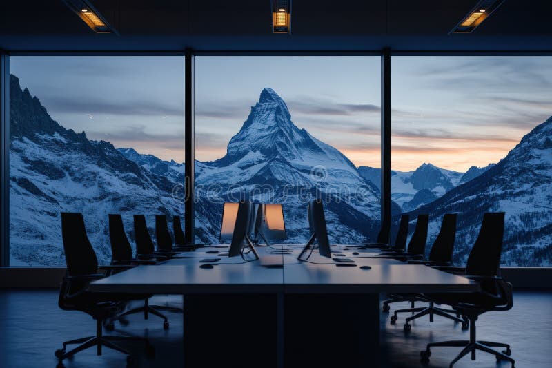 Nighttime Workspace Computer Mountain View Stock Photos - Free ...
