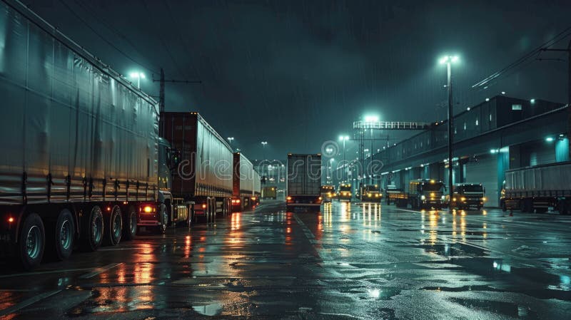 Nighttime Operation of a Warehouse with Trucks Loading Cargo Under ...