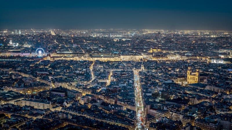 Nighttime Paris Seen with the Eiffel Tower Stock Image - Image of ...