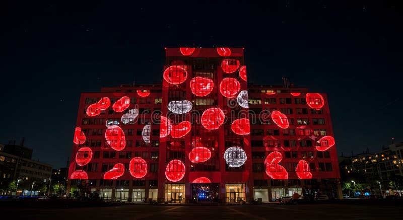 Nighttime Projection Mapping of Blood Cells on Modern Building Facade ...