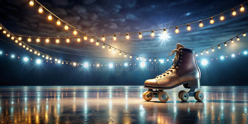 Nighttime Roller Skating Under String Lights AI Generative Stock ...