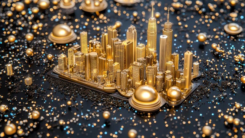 The Nighttime Scale Model with Lighting Highlights Modern City ...