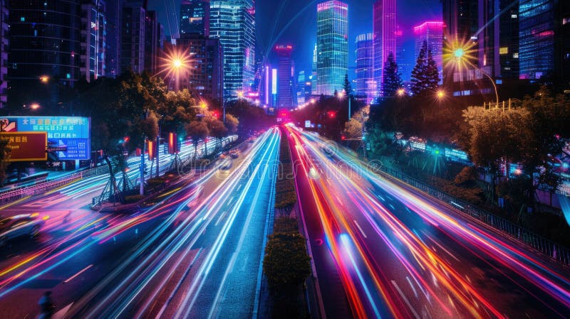 Nighttime Scene Heavy Traffic City Streets Stock Photos - Free ...