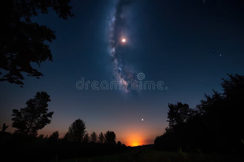 Nighttime Sky with Moon and Stars, during Total Eclipse Stock ...