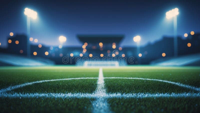 Nighttime Soccer Field Illuminated Under City Lights. Stock Image ...