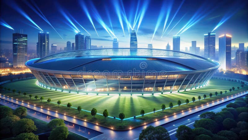 Nighttime Stadium Spectacular a Modern Architectural Marvel Illuminated ...