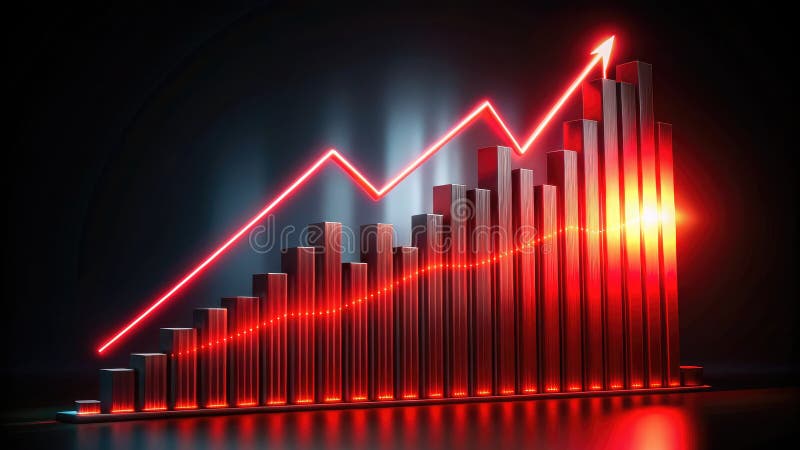 Nighttime Stock Market Downtrend Abstract Financial Chart Visualizing a ...