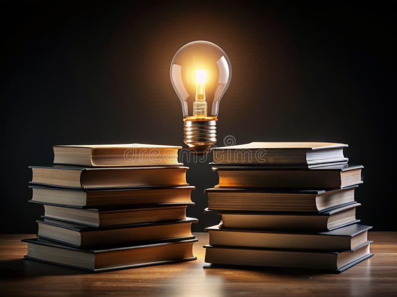 A Nighttime Study Illuminated Books and a White LED Light Source on a ...