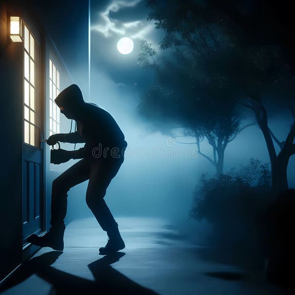 Nighttime Thief Breaking in Stock Illustration - Illustration of ...