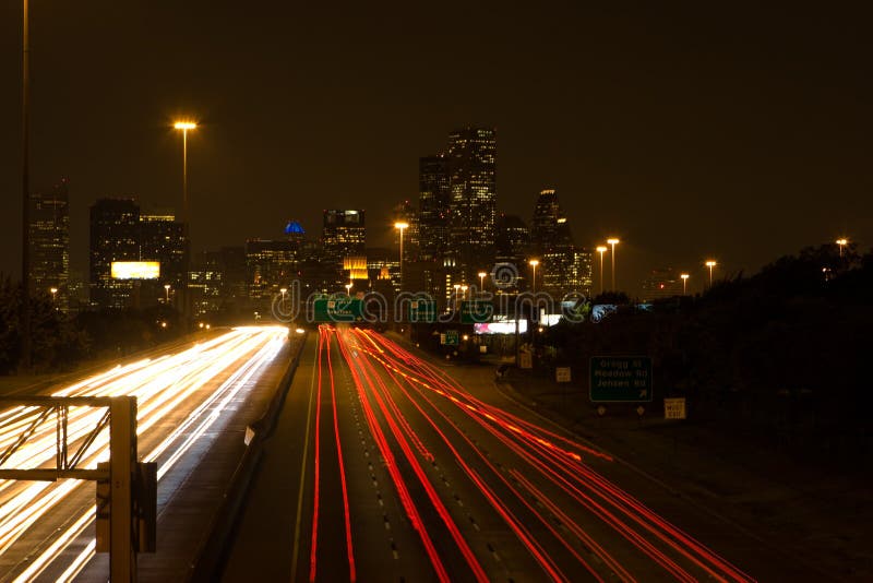 Houston City Skyline Behind Green Park With River Stock Photo - Image ...