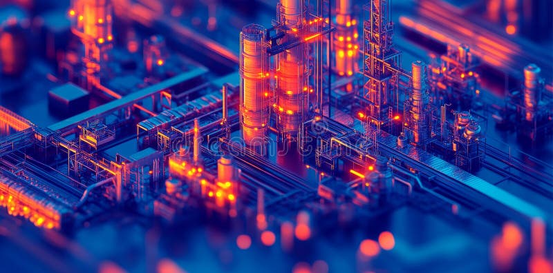 Nighttime Transforms a Modern Industrial Facility into a Thriving ...