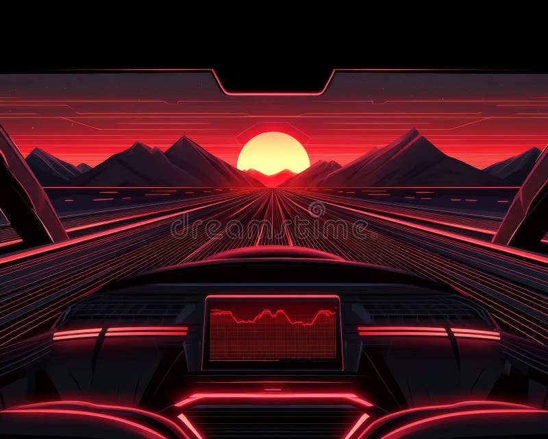 Nighttime Tunnel Drive Abstract Line Art Illustration Stock Image ...