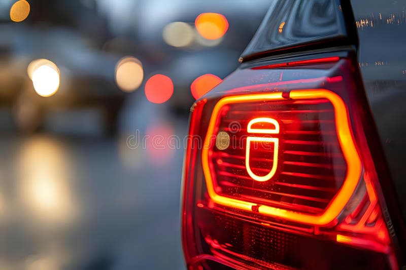 Nighttime Vehicle S Illuminated Rear Light Displays a Unique Design ...