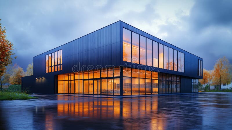 A Nighttime View of a Building with Its Side Covered in Lit Windows ...