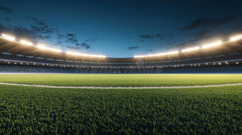 A Nighttime View of a Cricket Field with Stadium Lights on, Part of a ...