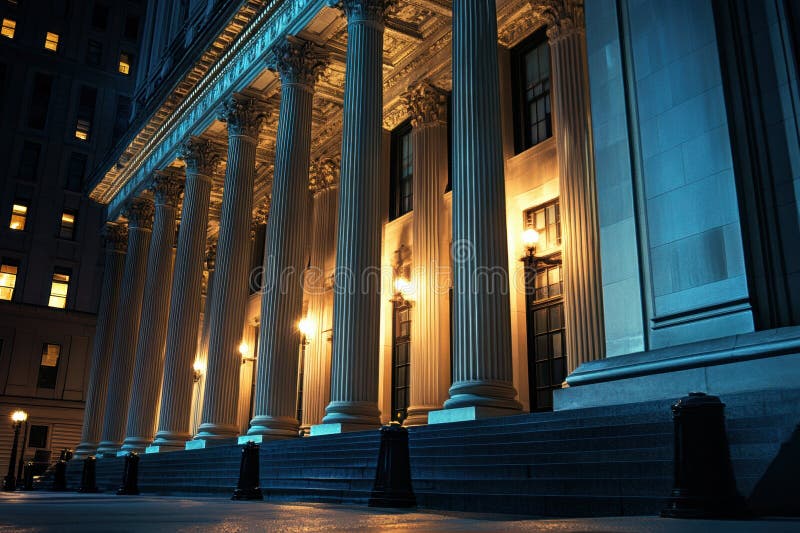 Majestic Government Building Illuminated at Night Showcasing Classical ...