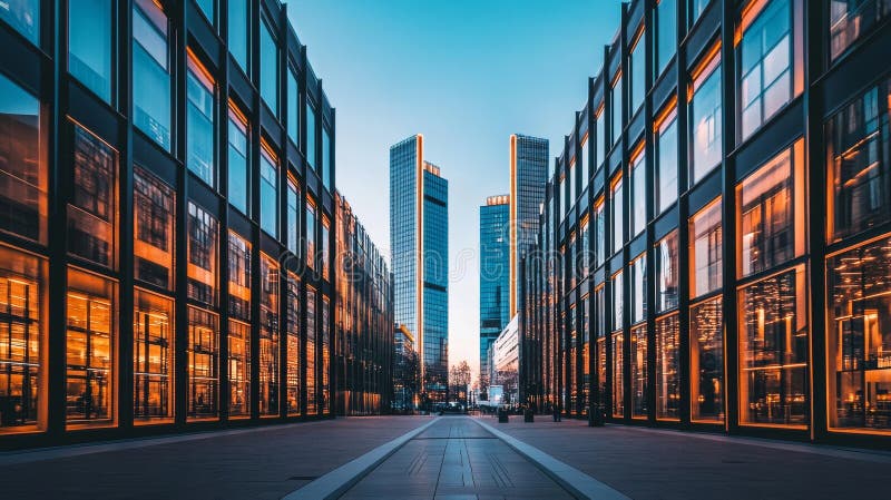 Nighttime View of a Modern City Passageway with Illumination Stock ...