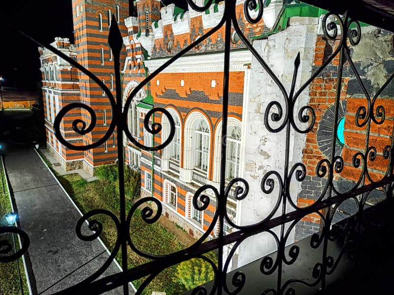 A Nighttime View of Sheremetyevo Castle in Russia, Seen through a ...