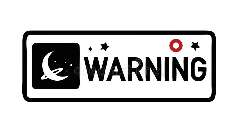 Nighttime Warning Sign, Celestial Alert Symbol, Caution Ahead, Vector ...