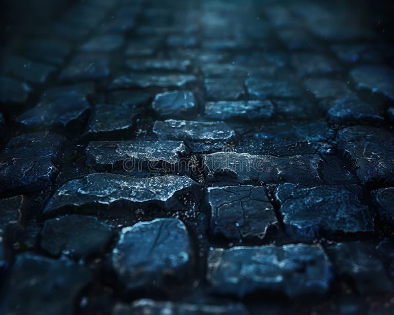 Nighttime Weathered Brick Path, a Glimpse into the Past Old Cobblestone ...