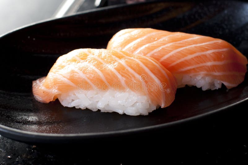 Nigiri salmon stock photo. Image of rice, sashimi, seaweed - 30457248