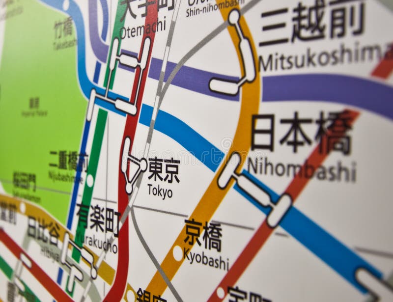 Nihombashi Subway Map Japan Stock Photo - Image of finding, magnifying ...