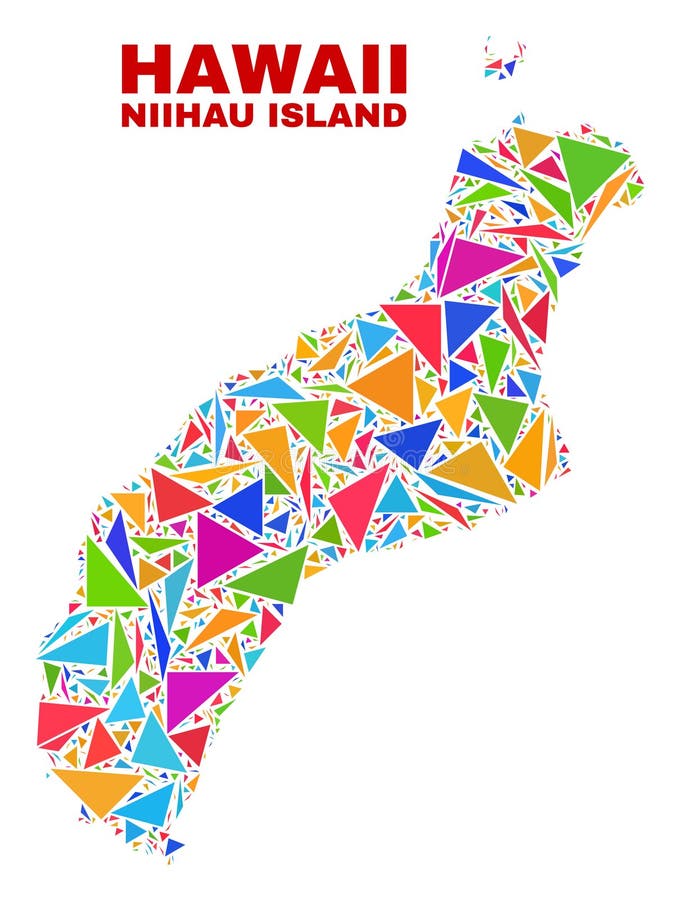 Niihau Island Map - Mosaic of Color Triangles Stock Vector ...