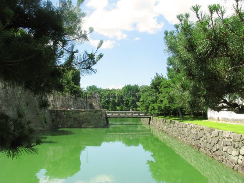 Nijo castle moat stock photo. Image of clouds, pinetree - 21198660
