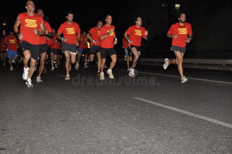 Nike NightRun Tel-Aviv 2009 Editorial Image - Image of evening, hard ...