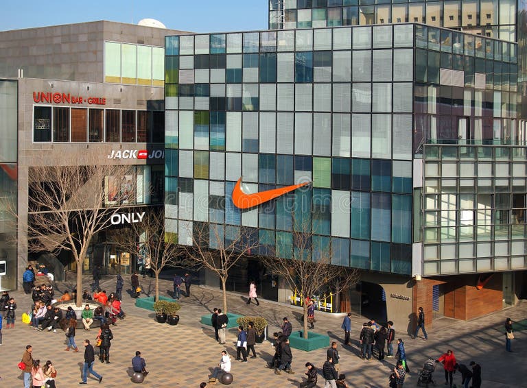 Nike Store Logo on the Wall Editorial Stock Image - Image of flagship ...