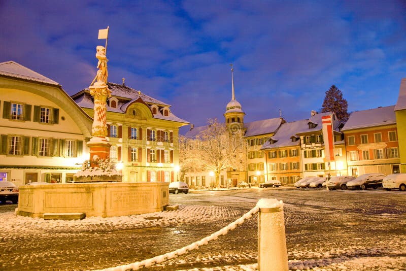 Niklaus Thut Place Zofingen Stock Image - Image of lights, winter: 8309569